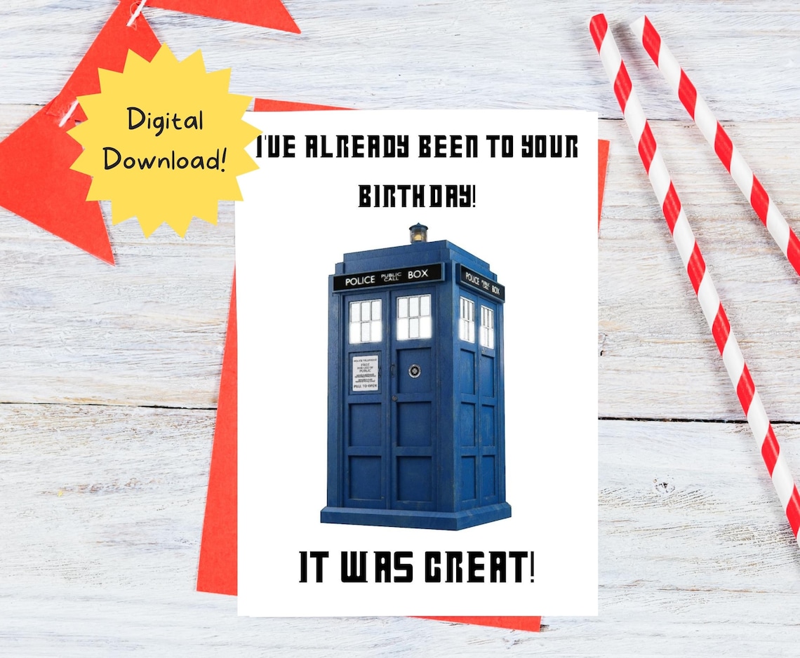 Printable Doctor Who Birthday Card, Instant Download, 7x5 Inch Card. - Etsy