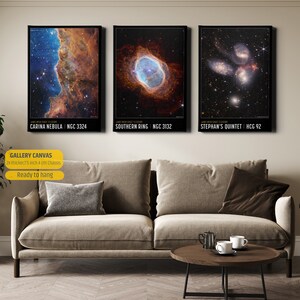 Nasa Deep Field Set of 3 Canvas, Cosmic Cliffs, Carina Nebula / Hubble ...