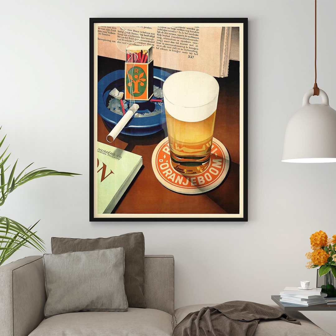 Vintage 1935 Dutch Oranjeboom Beer Poster / Vintage Poster, Art Deco ...