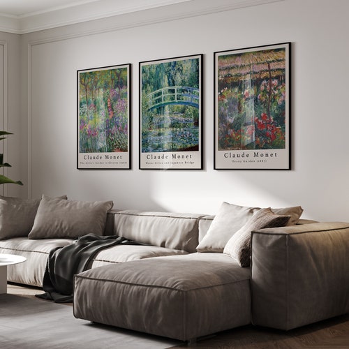 Monet Print Set of 3 Pastel Art Print Gallery Monet Gallery - Etsy