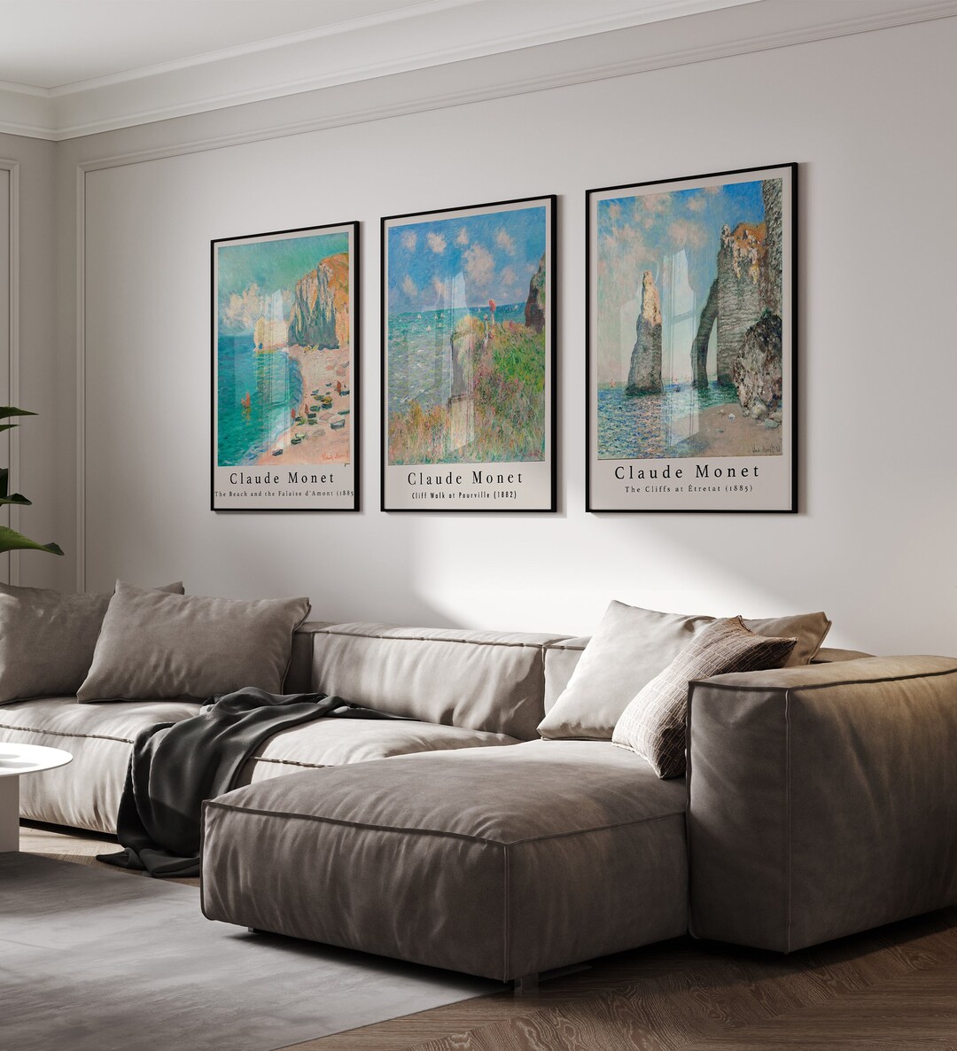 Claude Monet Beach Sunset Prints Set of 3, Claude Monet Beach Poster ...