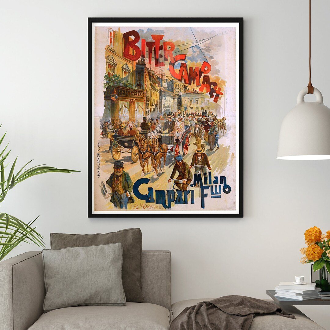 Vintage 1894 Bitter Campari Street Scene Advertisement by G. Mora Art ...
