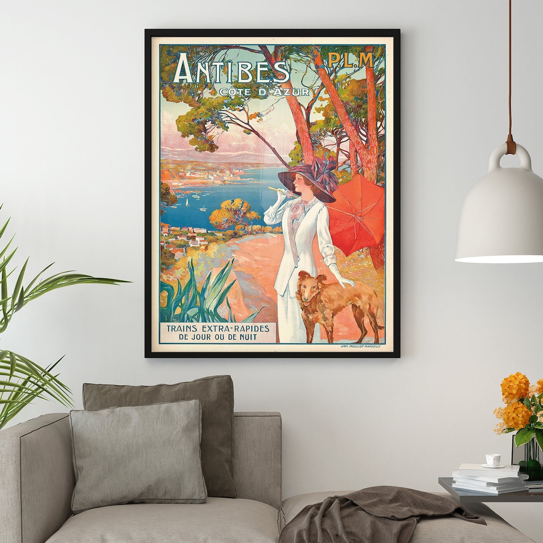 Antibes Vintage Travel Poster / Vintage French Poster, Art Nouveau Print, Advertisement Poster ...