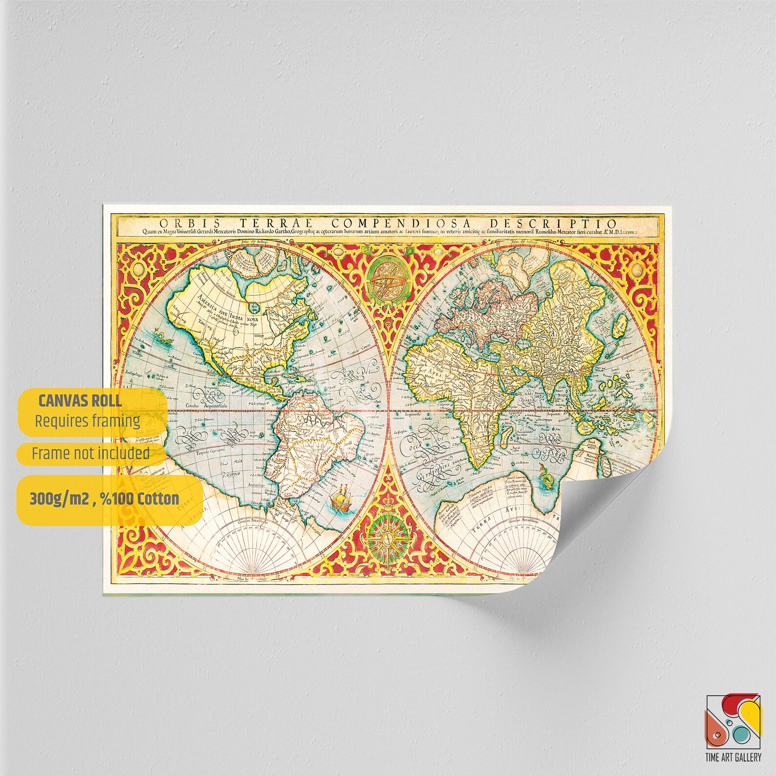 Map of the Word 1637 Orbis Terrae Compendiosa Descriptio Old - Etsy
