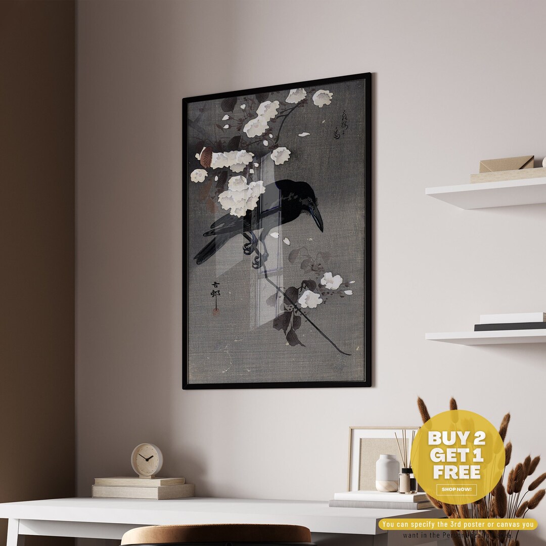 Ohara Koson Crow on a Cherry Branch Raven Wall Art / Vintage - Etsy