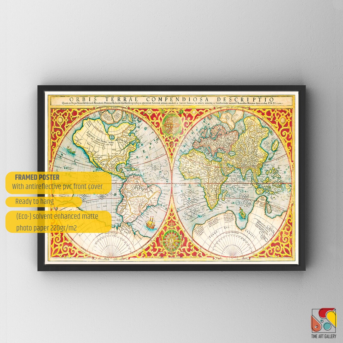 Map of the Word 1637 Orbis Terrae Compendiosa Descriptio Old - Etsy