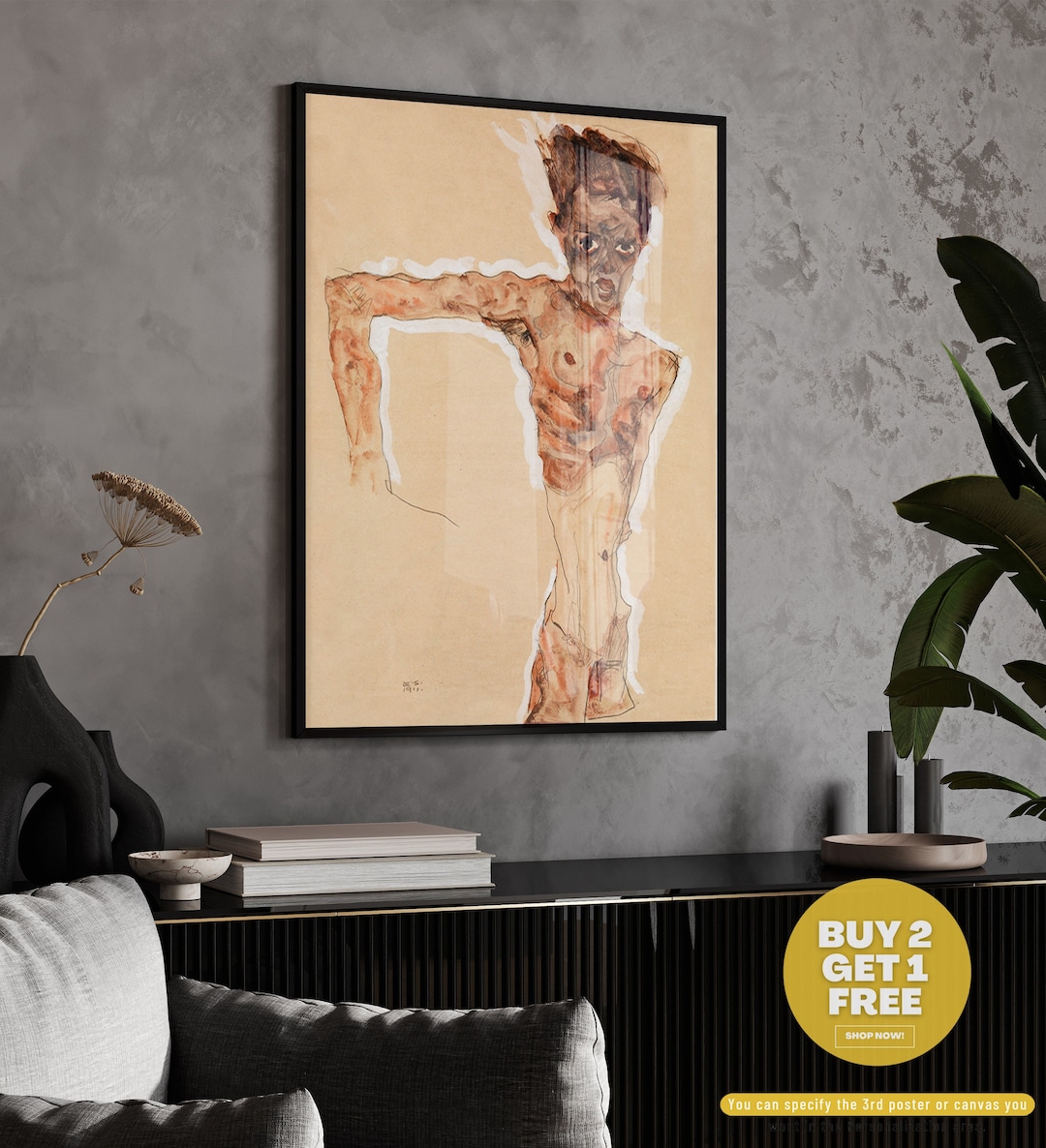 Egon Schiele Naked Man Self-portrait, Egon Schiele Poster, Egon Schiele ...