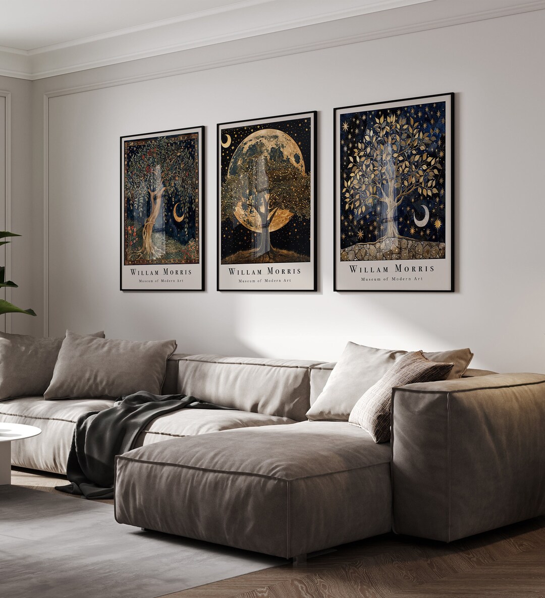 William Morris Moon and Stars Set of 3 Prints, William Morris Print ...