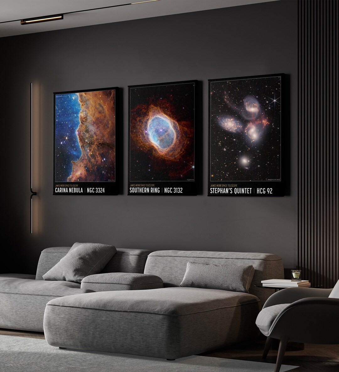 Nasa Deep Field Set of 3 Canvas, Cosmic Cliffs, Carina Nebula / Hubble ...