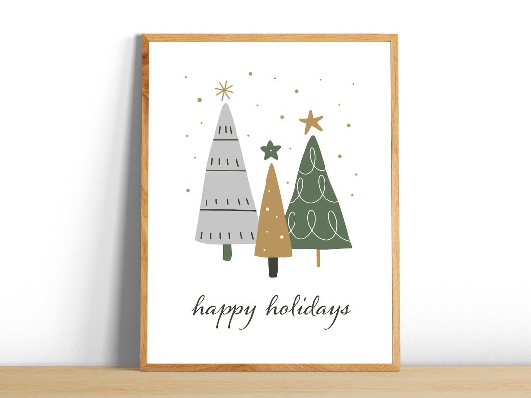 Happy Holidays Print Christmas Wall Art Printable Wall Art - Etsy