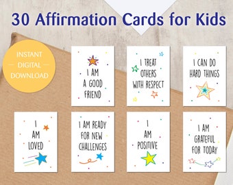36 Printable Positive Affirmation Cards for Kids, Motivational Cards ...