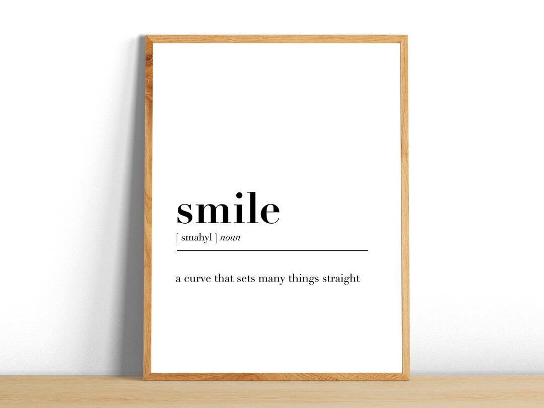 Smile Definition Print | Wall Art | Minimalist | Printable Wall Art ...