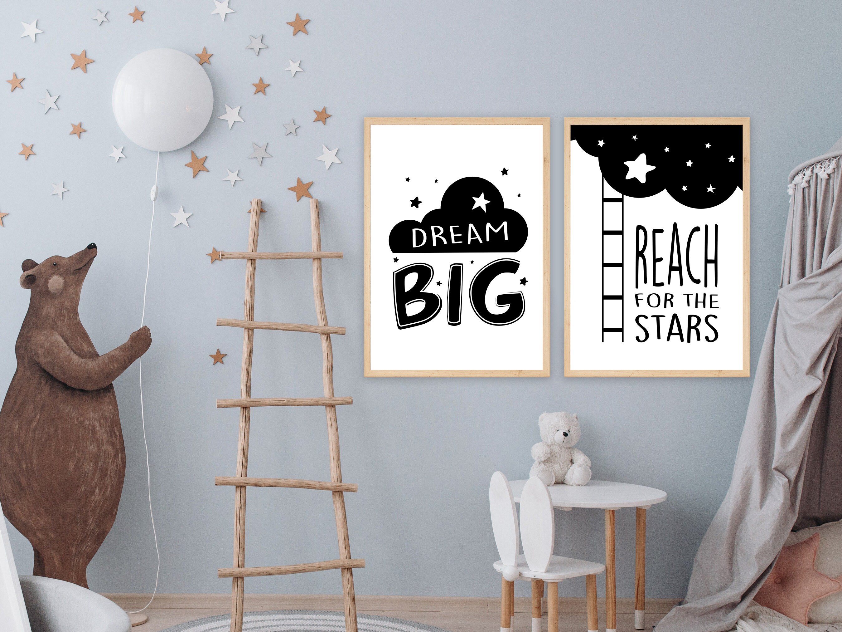 Dream Big Black and White Print Kids Prints Kids Classroom Decor ...