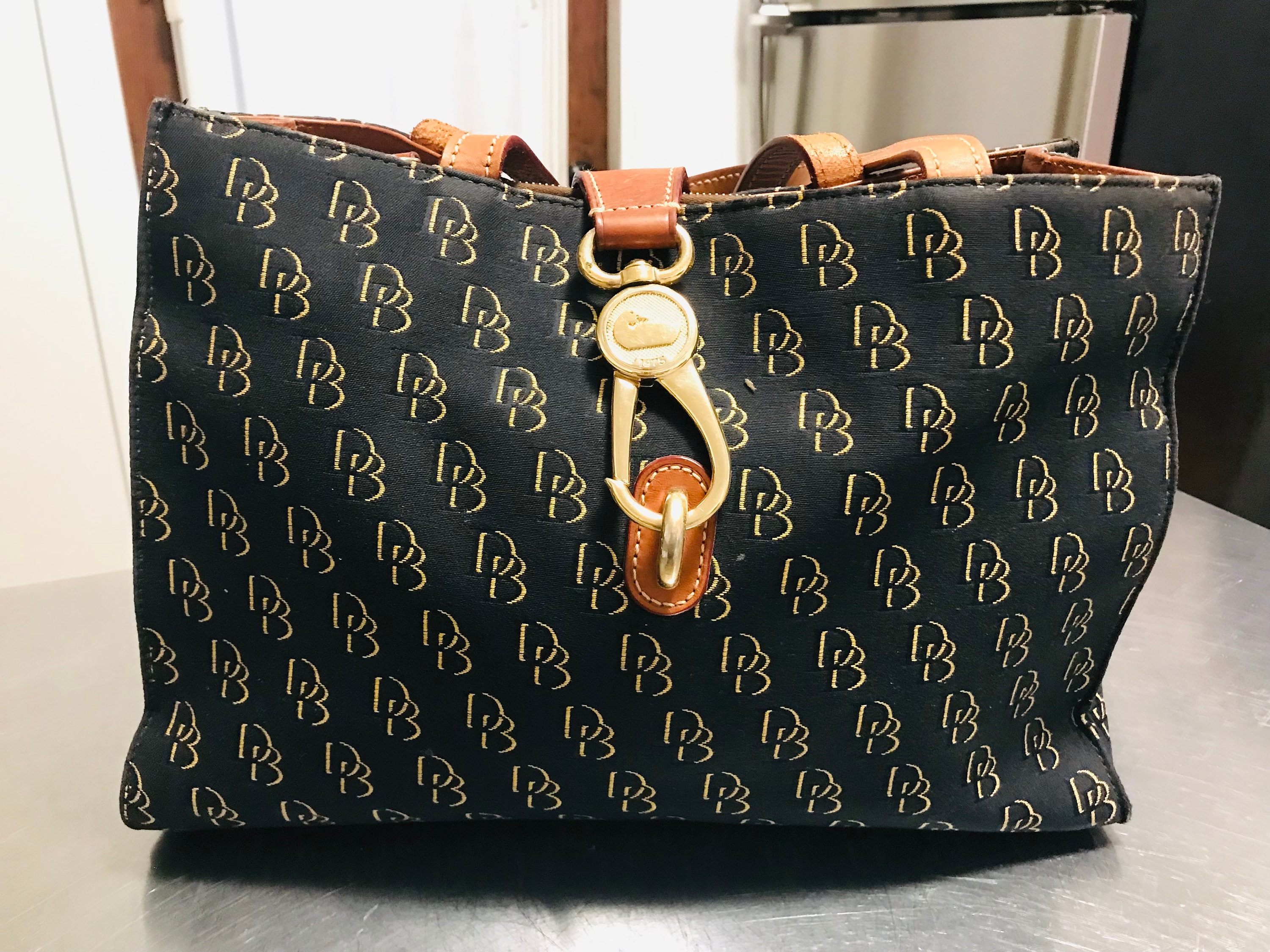 Dooney & Bourke Monogram Canvas Logo Lock Tote - Etsy