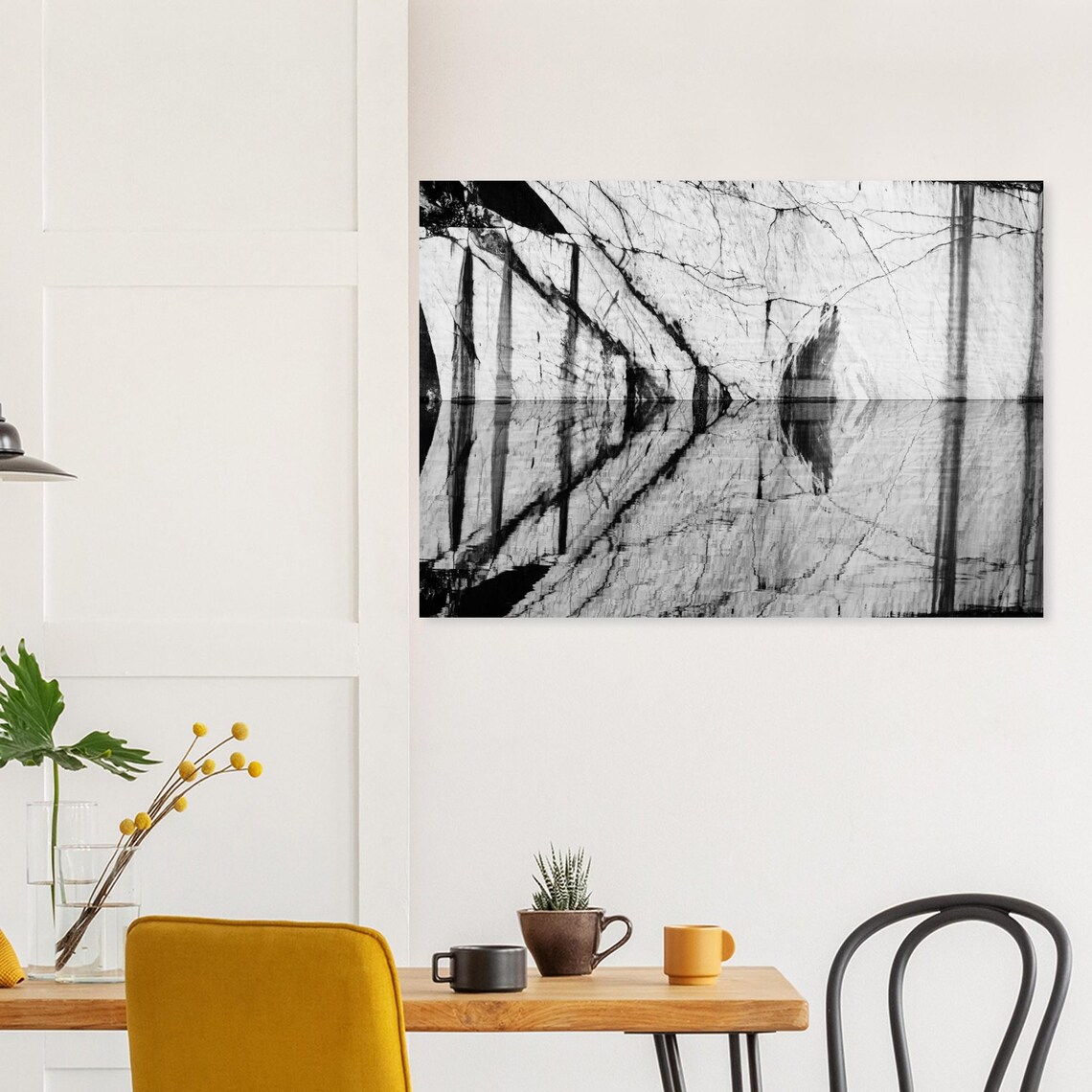 Stunning Black and White Abstract Marble Quarry Poster - Art in Light ...