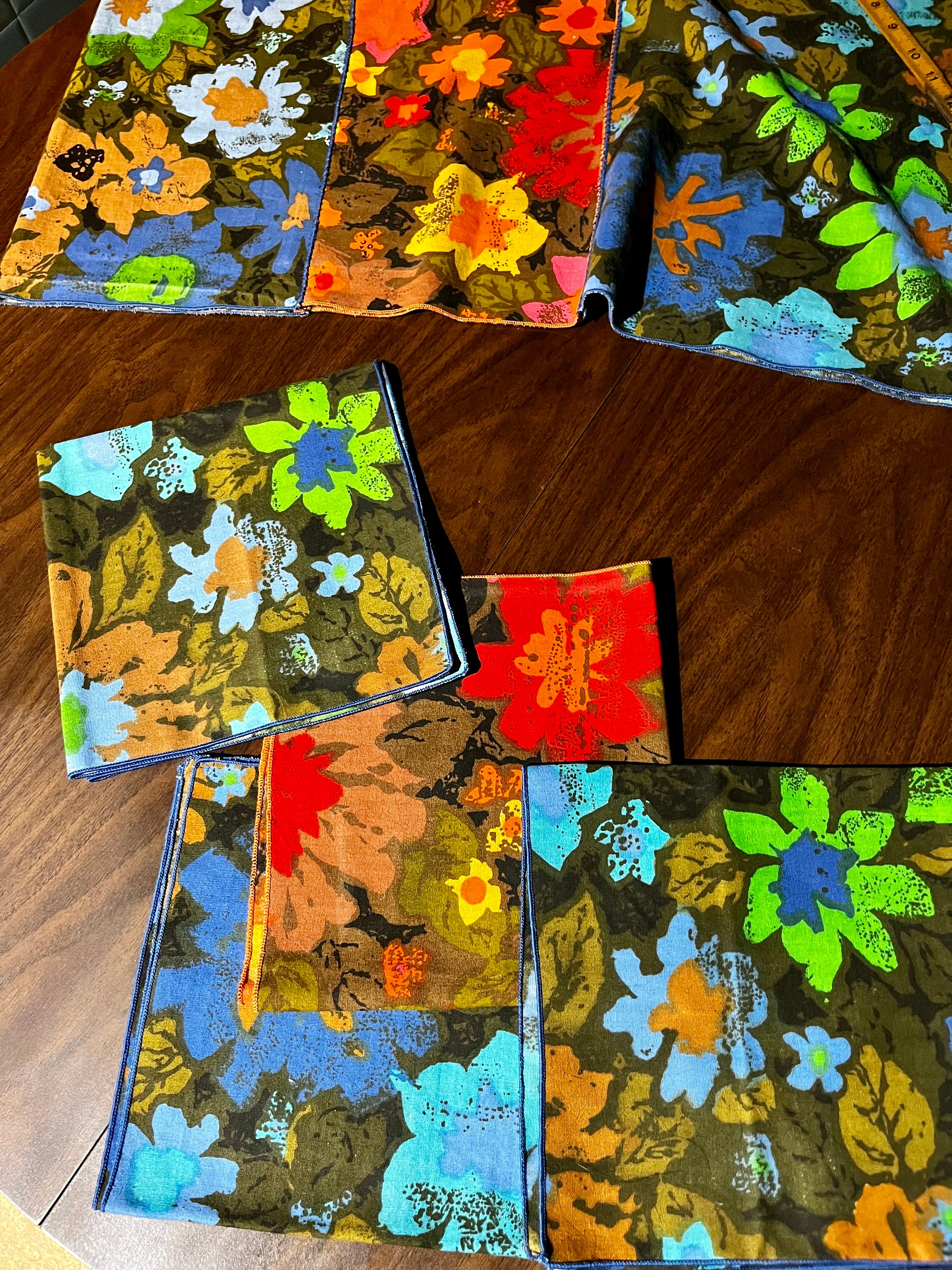 Sixties Batik Style Flower Power Table Runner and Four Napkins - Etsy