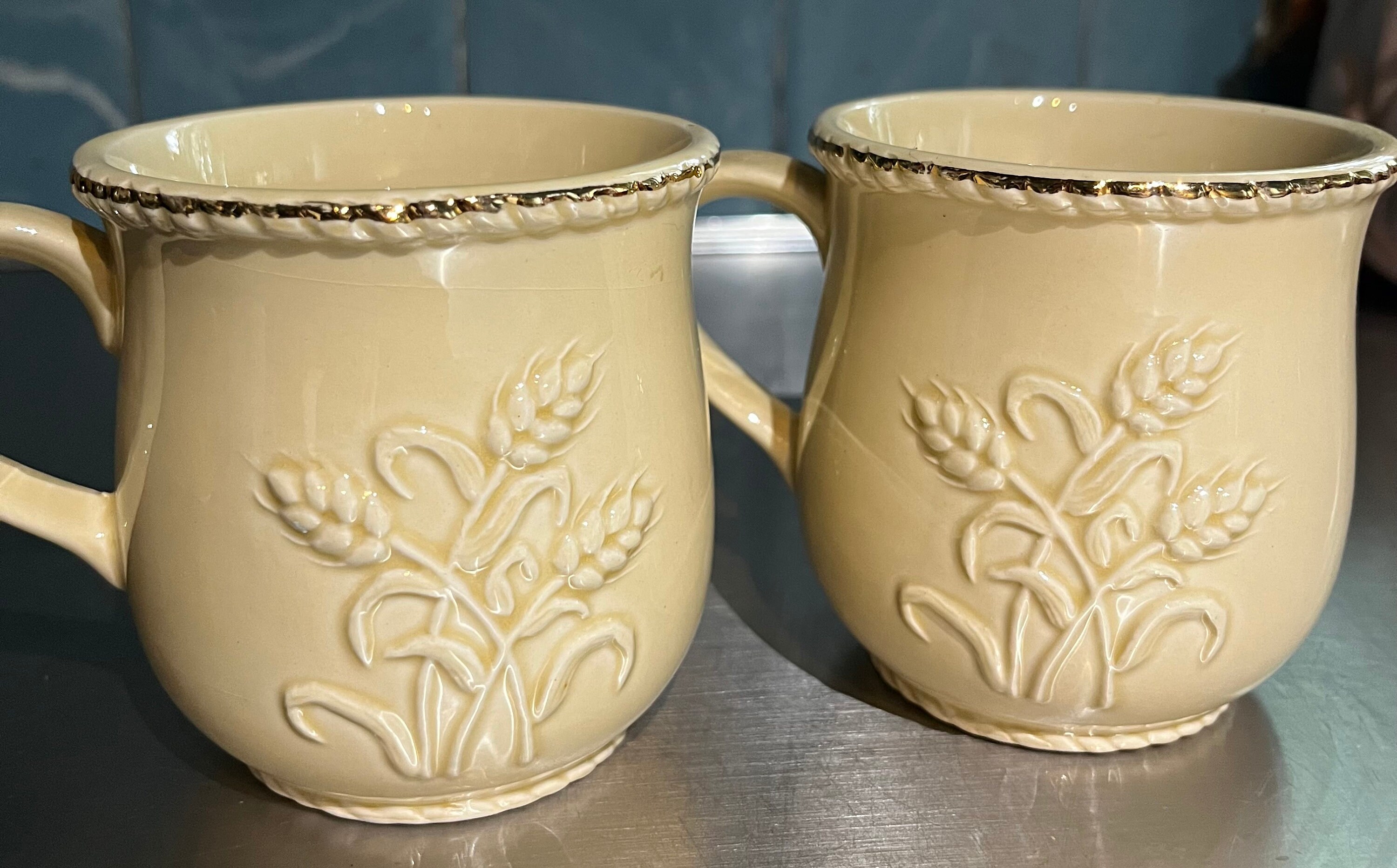 Gilded Wheat Mugs Made in Japan - Etsy