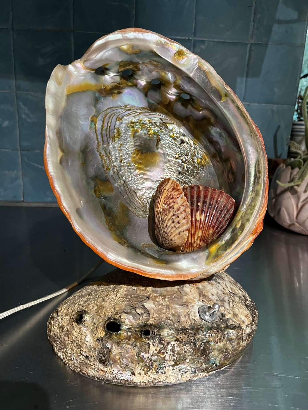 Vintage Abalone Shell Lamp - Etsy