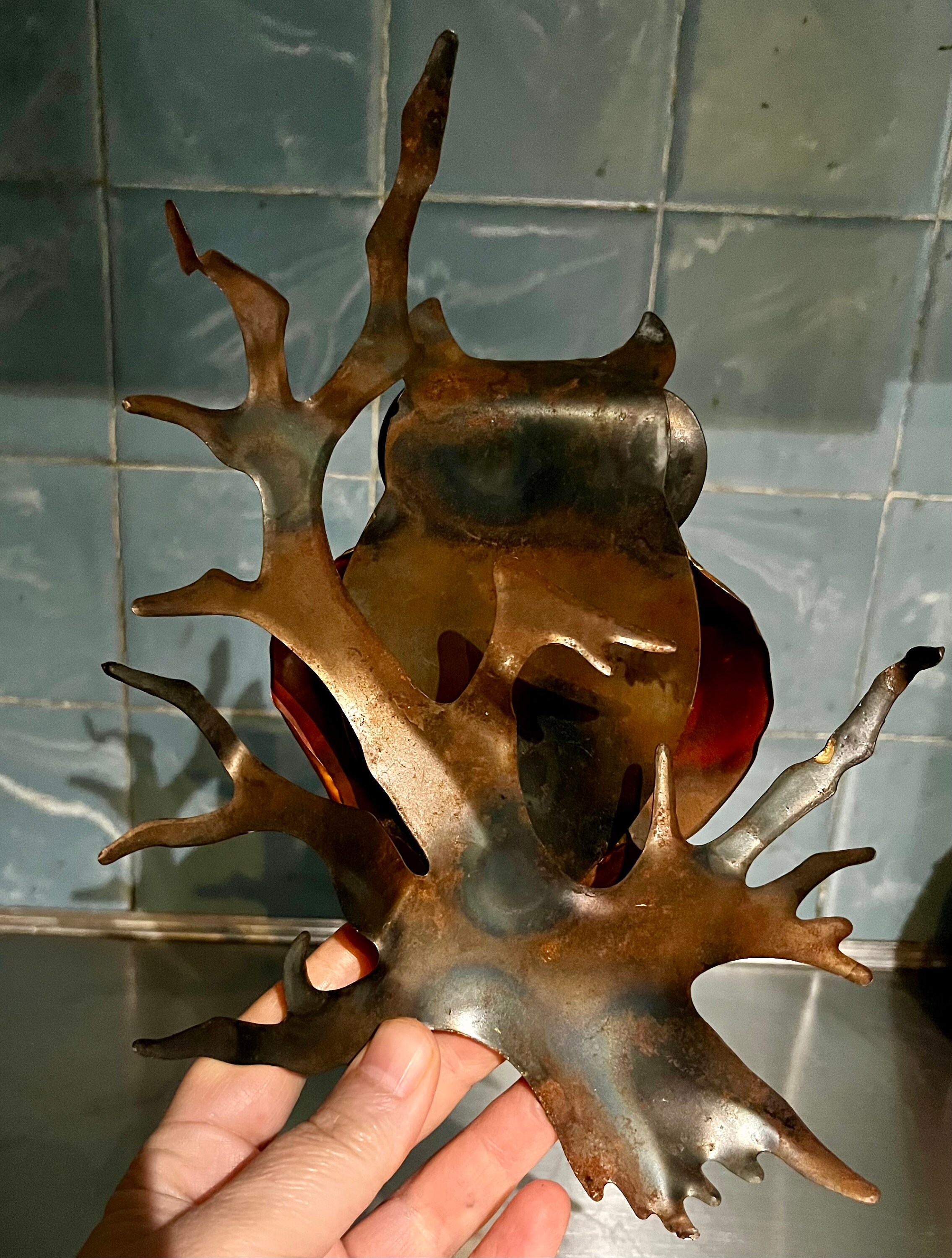 1970s Metal Owl Brutalist Torch Art - Etsy