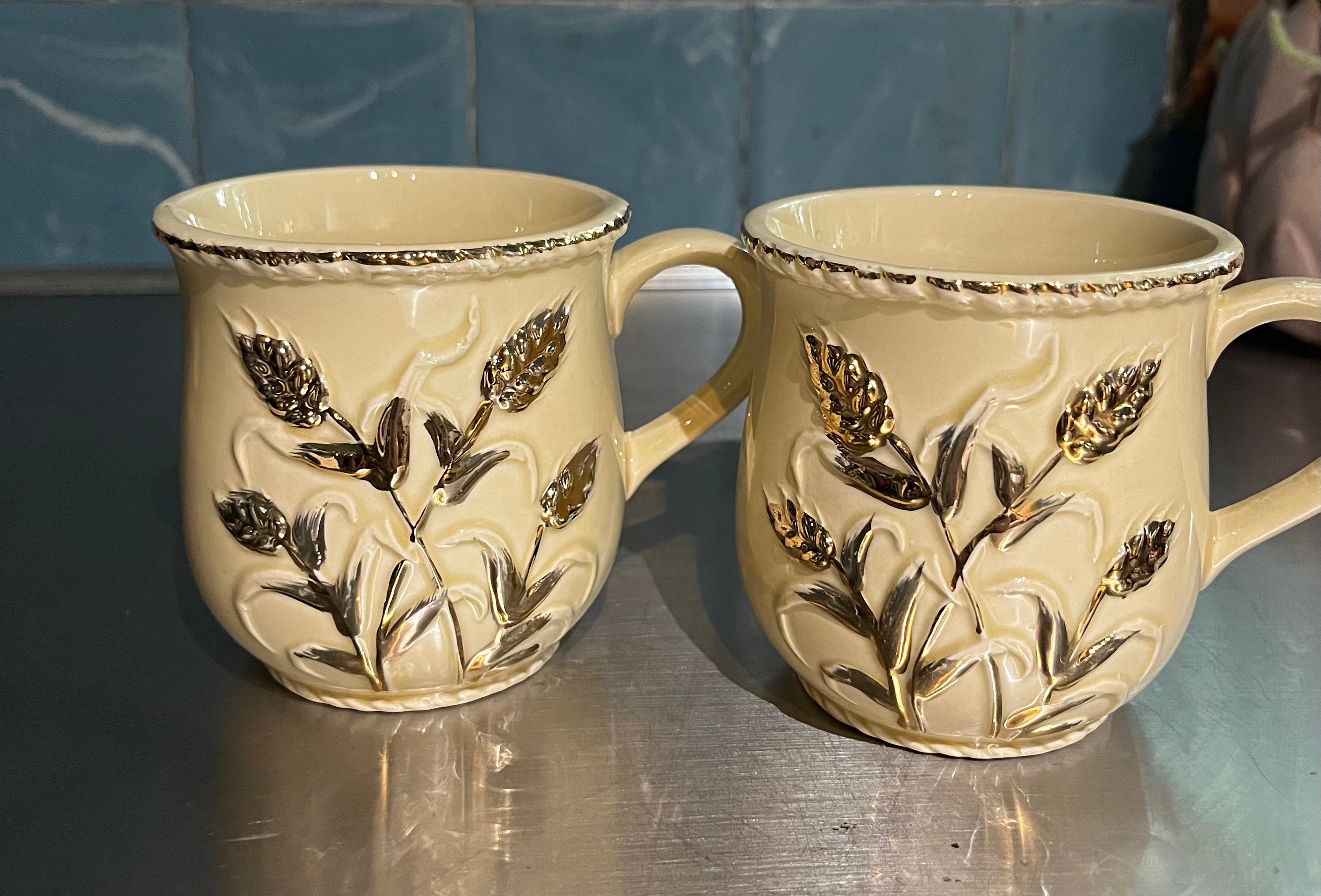 Gilded Wheat Mugs Made in Japan - Etsy