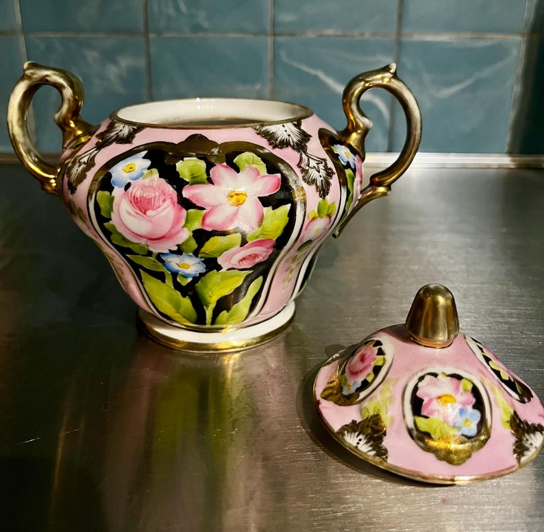 1920s Sugar Vessel With Roses Nippon Hand Painted - Etsy