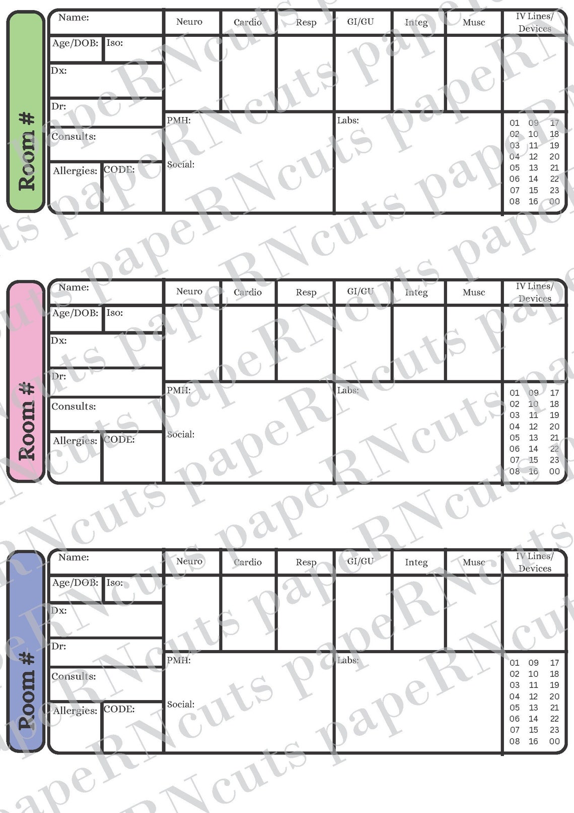 3 Patient Nursing Report Sheet Med Surg Nursing Report - Etsy