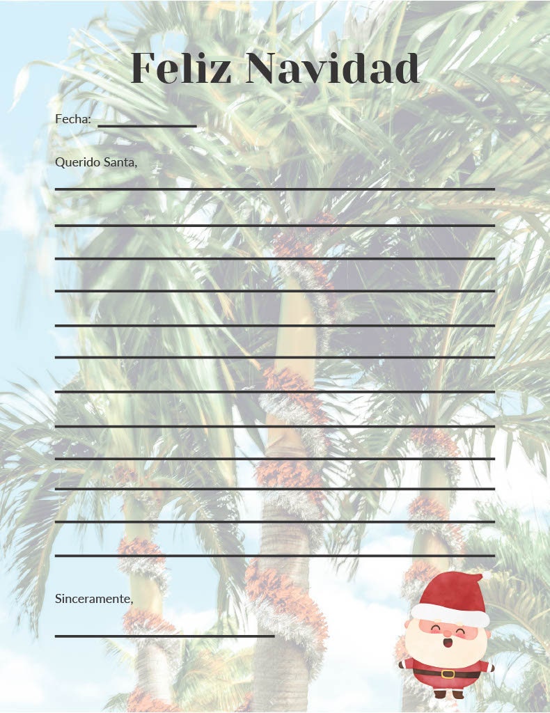 10 Printable Spanish Santa Letters for Kids - Etsy