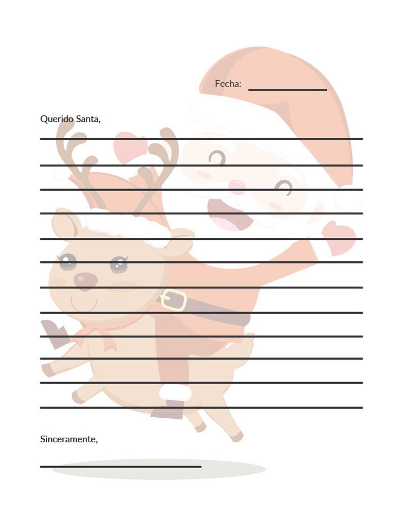 10 Printable Spanish Santa Letters for Kids - Etsy