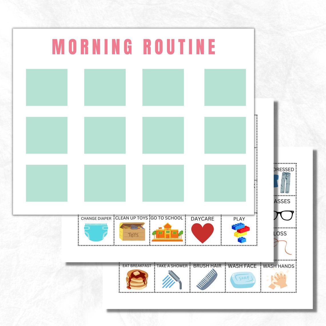 Daily Visual Routine Chart With Cards Morning Afternoon - Etsy