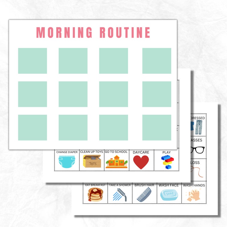 Daily Visual Routine Chart With Cards Morning Afternoon - Etsy