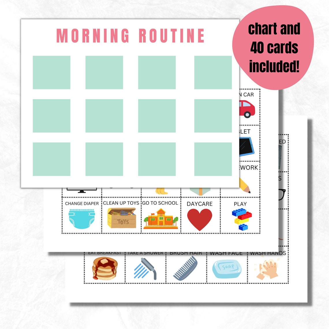Daily Visual Routine Chart With Cards Morning Afternoon - Etsy