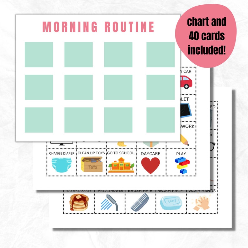 Daily Visual Routine Chart With Cards Morning Afternoon - Etsy