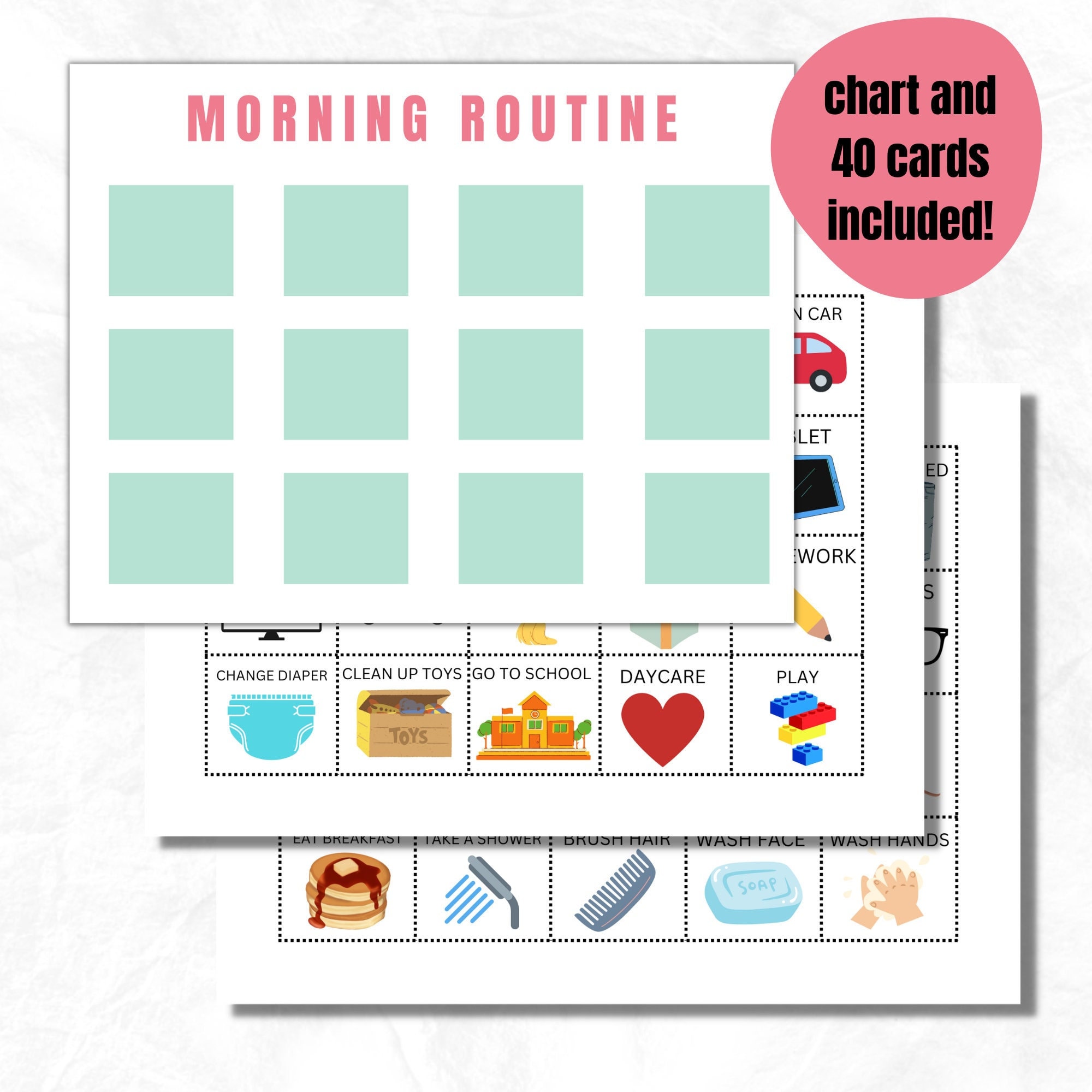 Daily Visual Routine Chart With Cards Morning Afternoon - Etsy
