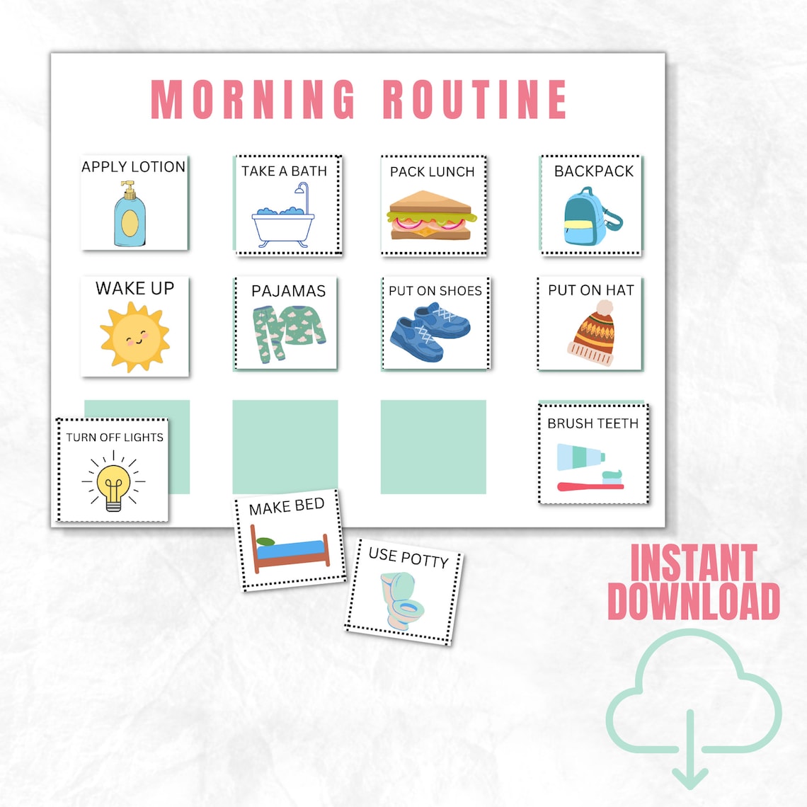 Daily Visual Routine Chart With Cards Morning Afternoon - Etsy