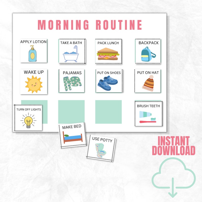 Daily Visual Routine Chart With Cards Morning Afternoon - Etsy