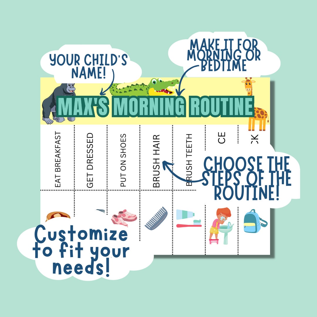 Personalized Toddler Routine Morning Routine Chart Visual - Etsy