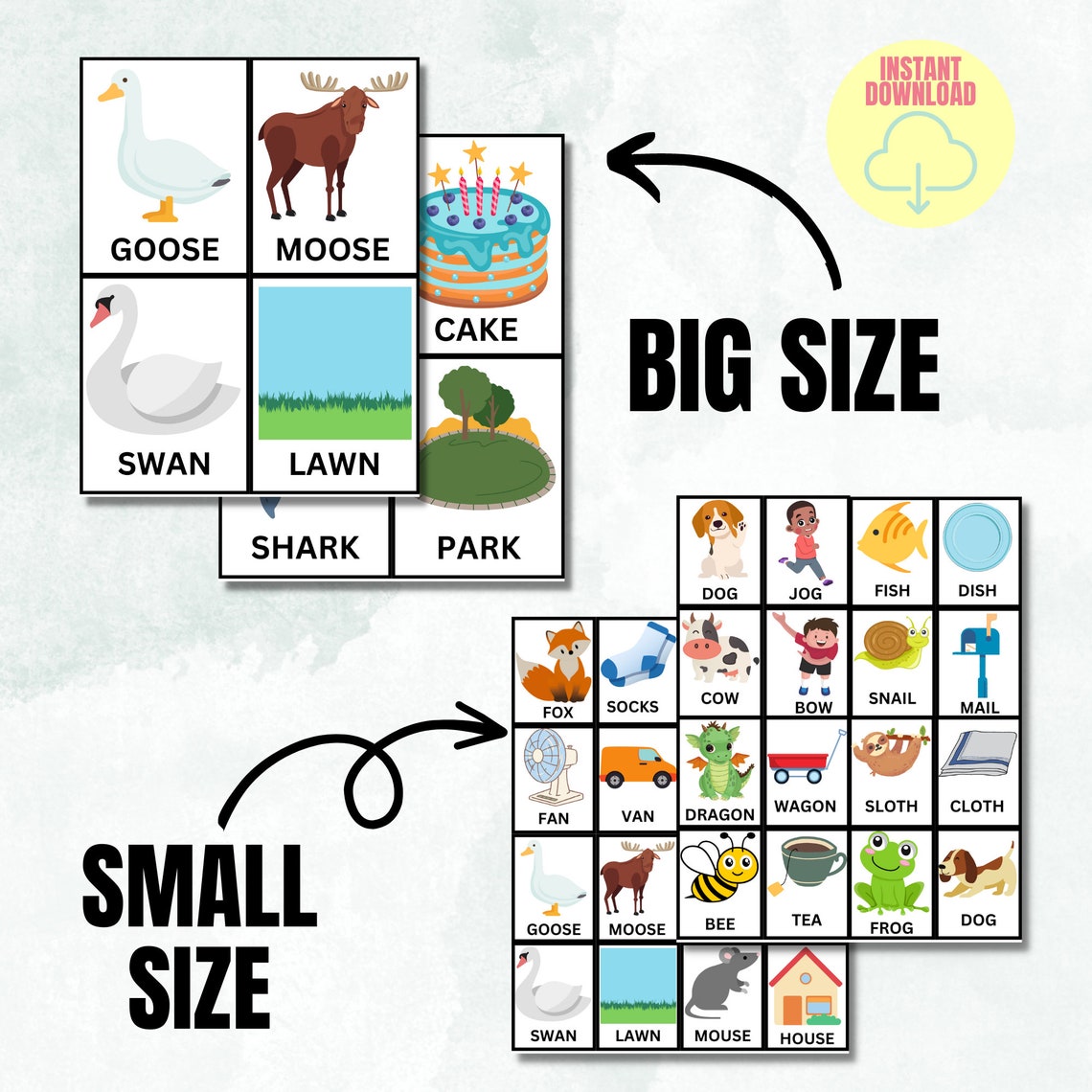 Toddler Learning Printable Rhyming Flash Cards for Toddlers - Etsy