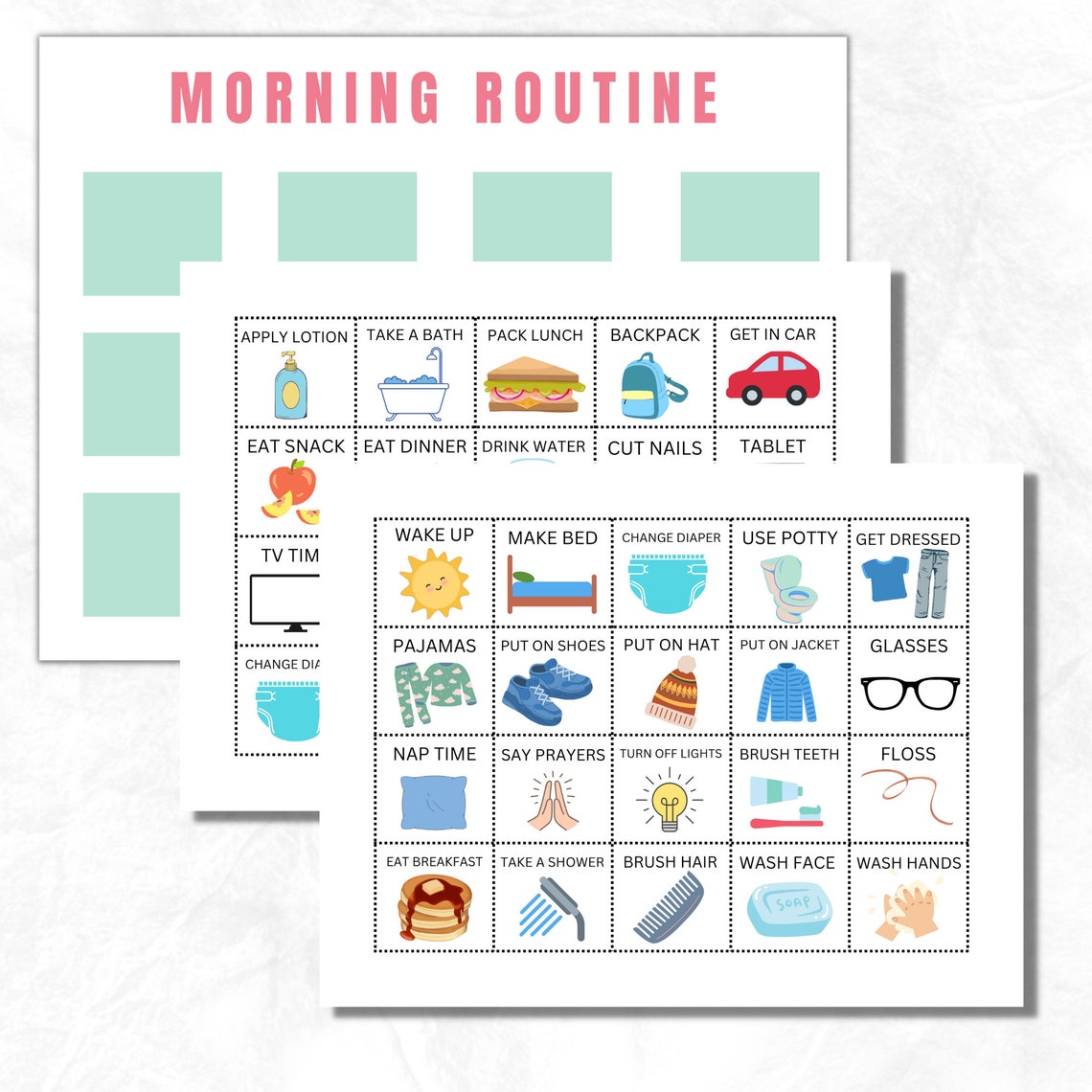 Daily Visual Routine Chart With Cards Morning Afternoon - Etsy