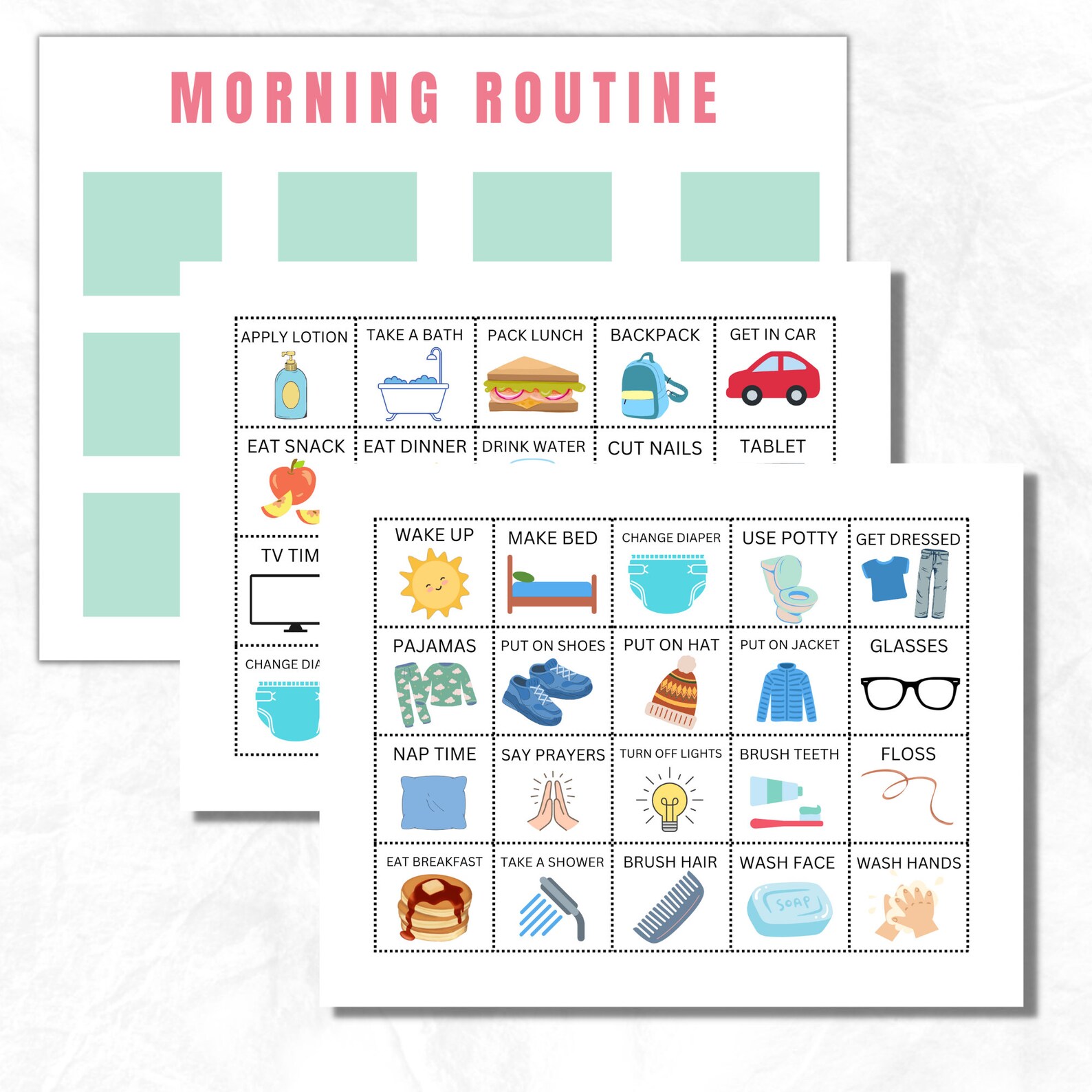 Daily Visual Routine Chart With Cards Morning Afternoon - Etsy