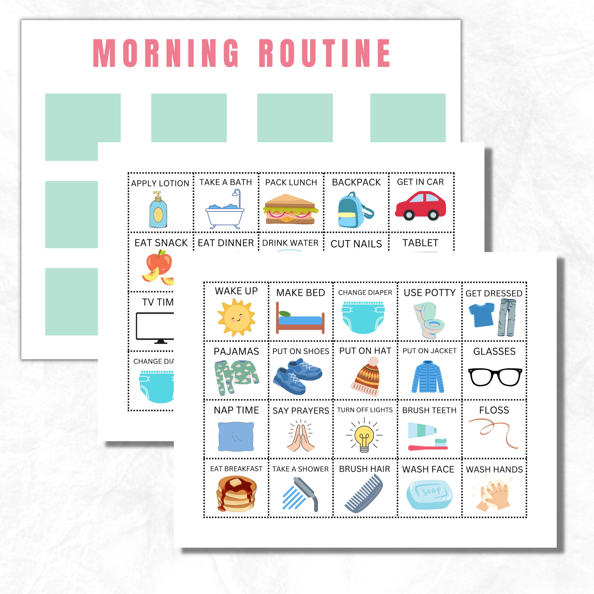 Daily Visual Routine Chart With Cards Morning Afternoon - Etsy