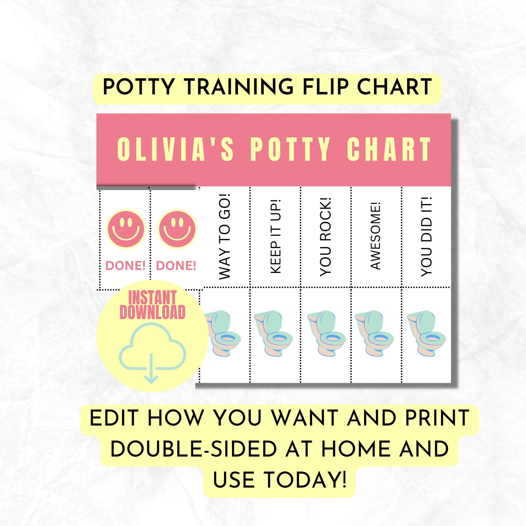 Editable Potty Chart Potty Training Chart Custom Flip Chart - Etsy