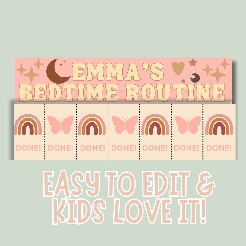 Editable Toddler Routine Natural Boho Bedtime Routine Chart - Etsy