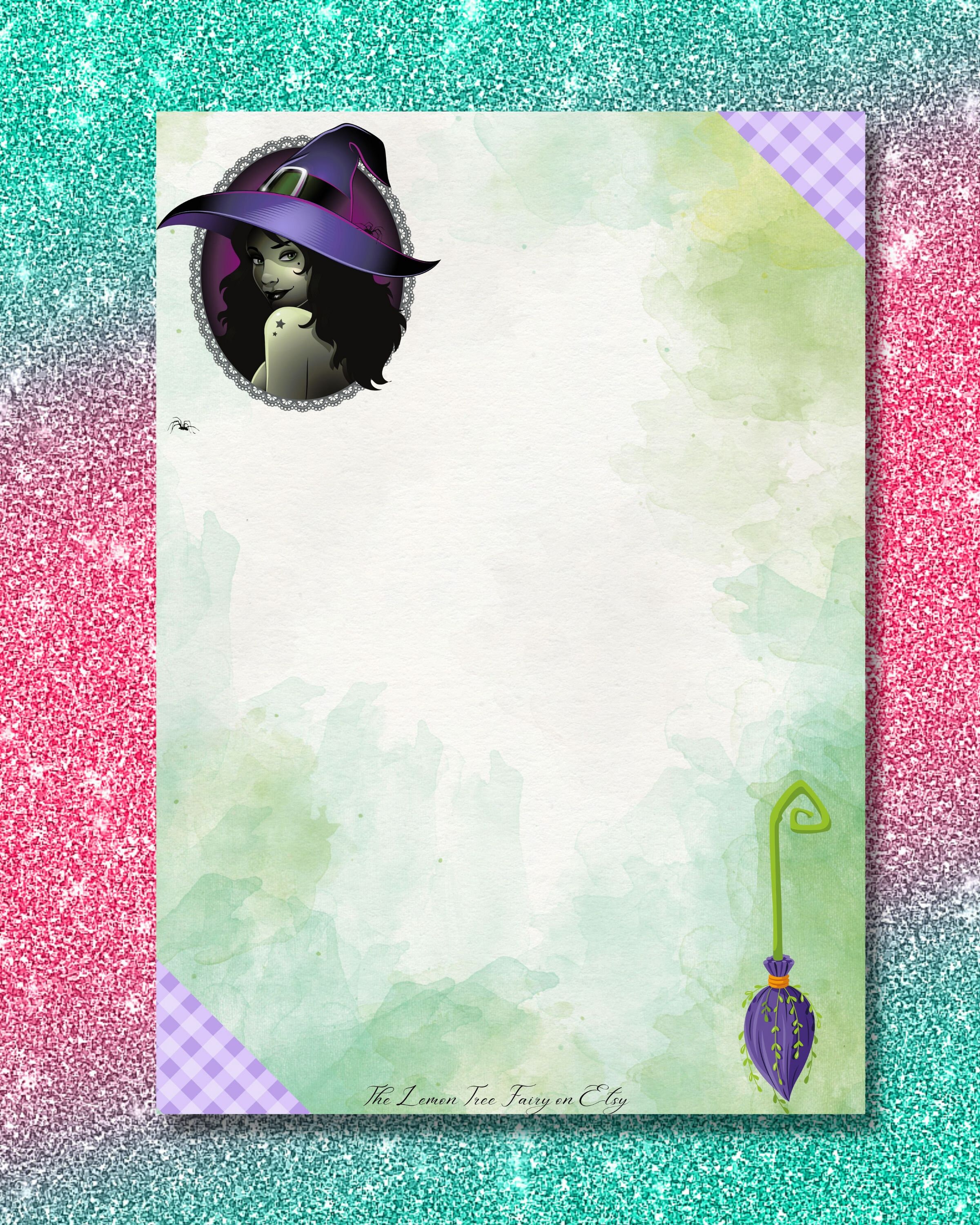 Printable Halloween Writing Paper, Witch Paper Ephemera, Witch Digital ...
