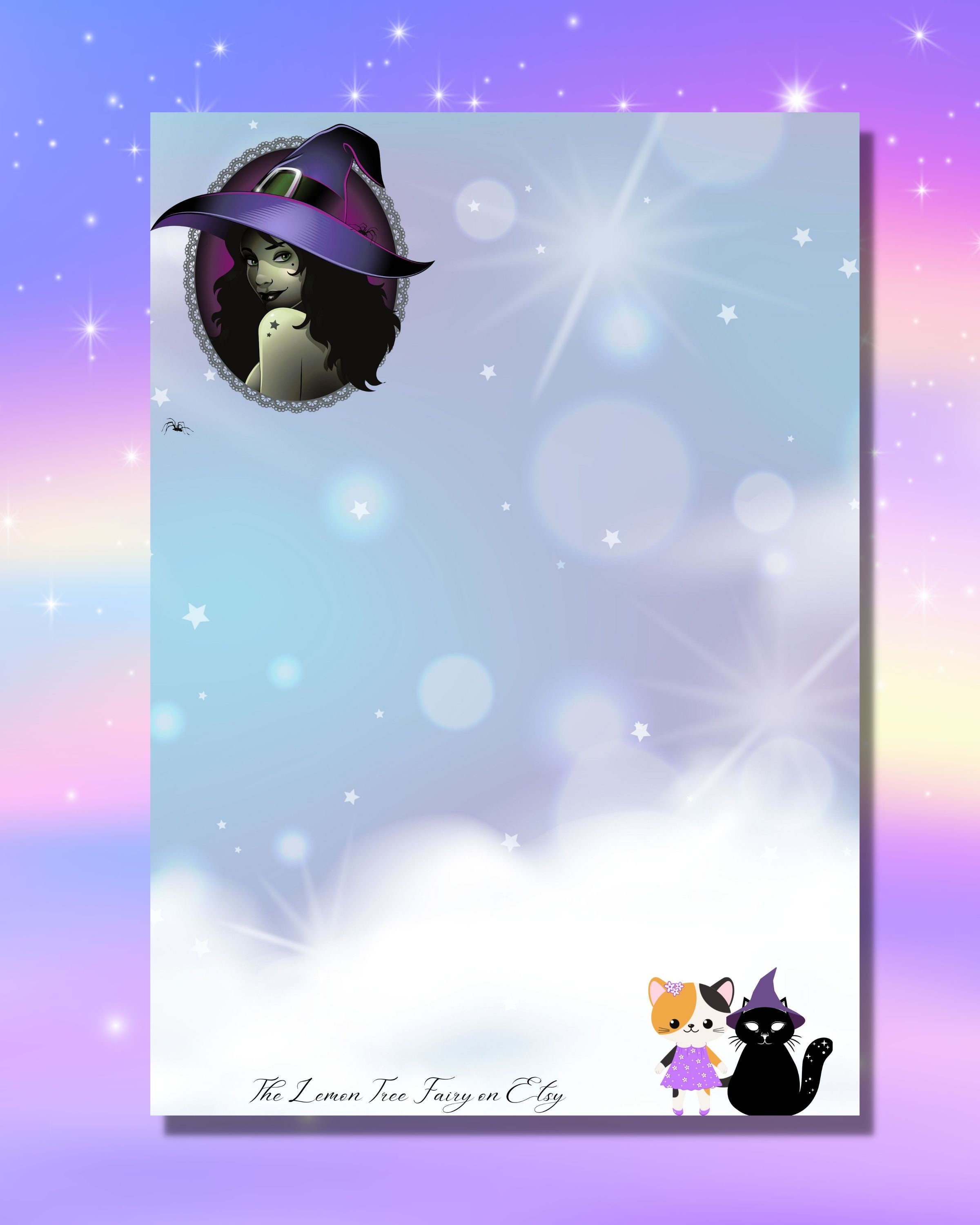 Printable Halloween Writing Paper, Witch Paper Ephemera, Witch Digital ...