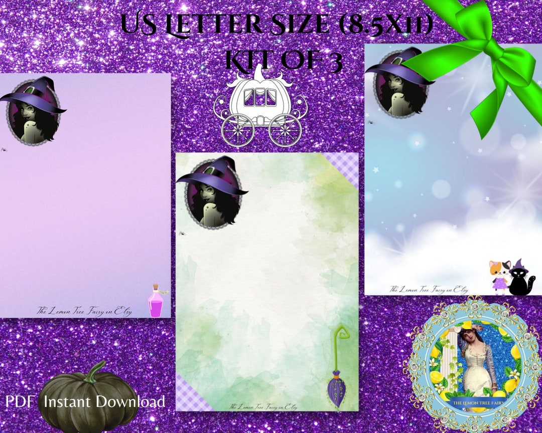 Printable Halloween Writing Paper, Witch Paper Ephemera, Witch Digital ...