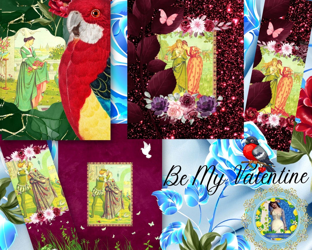 VALENTINE'S DAY 3 Printable Digital Sheets and 2 Bookmarks, Medieval ...