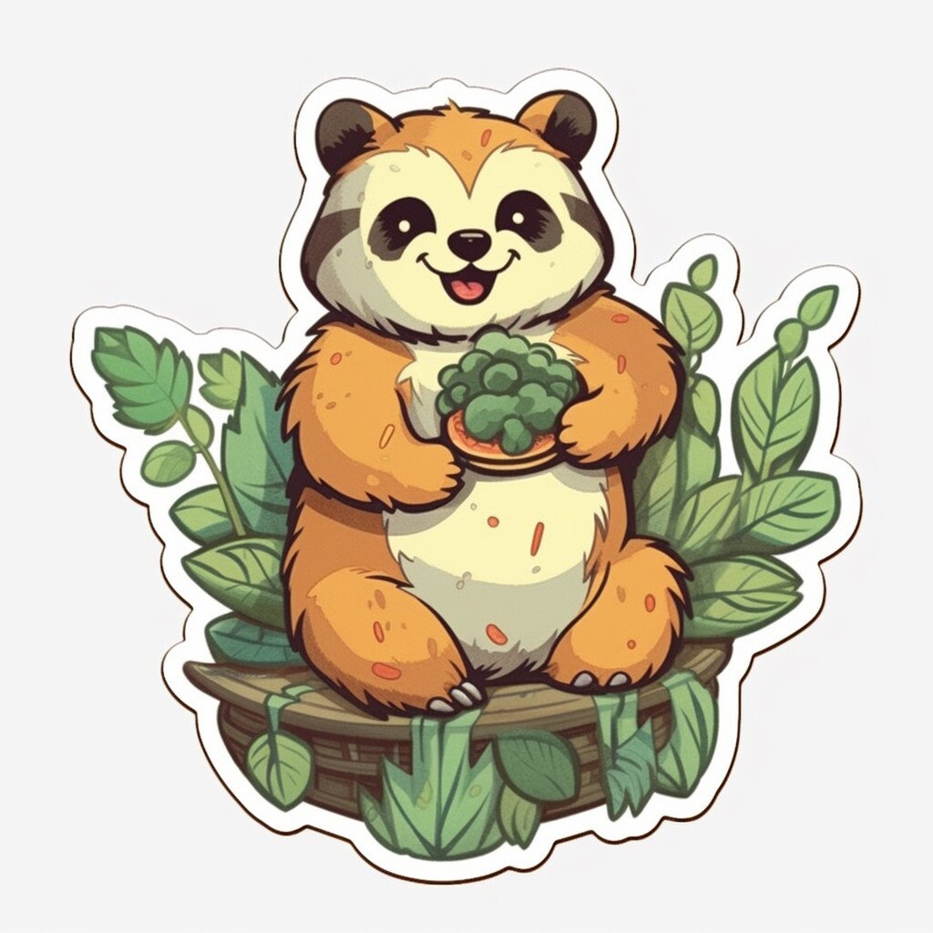 Whimsical Tanuki Sticker: Hand-drawn Kawaii Japanese Raccoon Dog on ...
