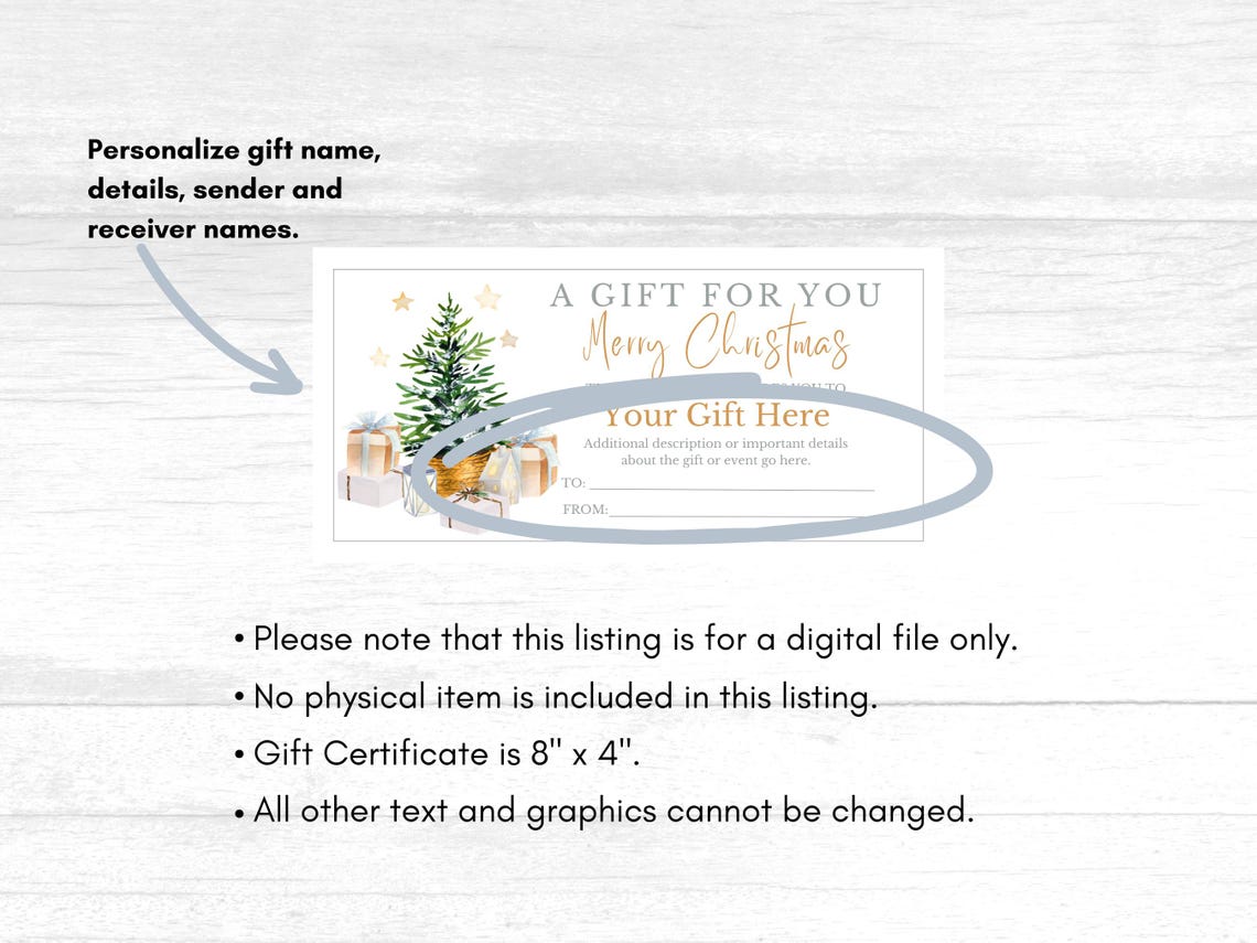 Christmas Tree Gift Certificate Template: Printable Holiday Ticket ...