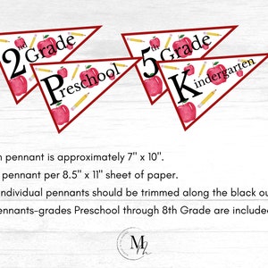 Back to School Apple Pennants Preschool -8th Grade, Printable Pennants ...