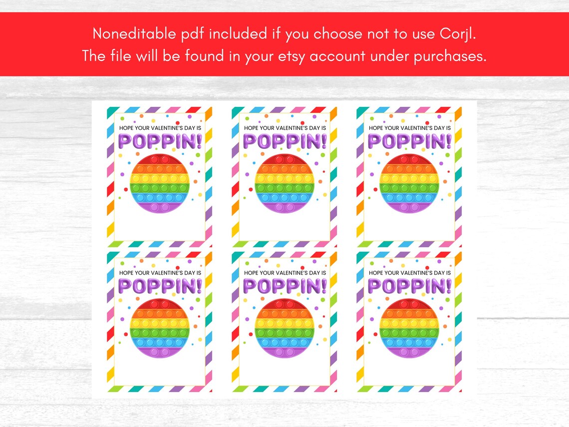 Class Valentine Popper, Printable School Valentines, Valentine's Day ...